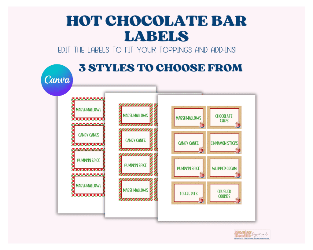 Printable Hot Chocolate Bar Sign, Checklist, and Hot Chocolate Bar ...