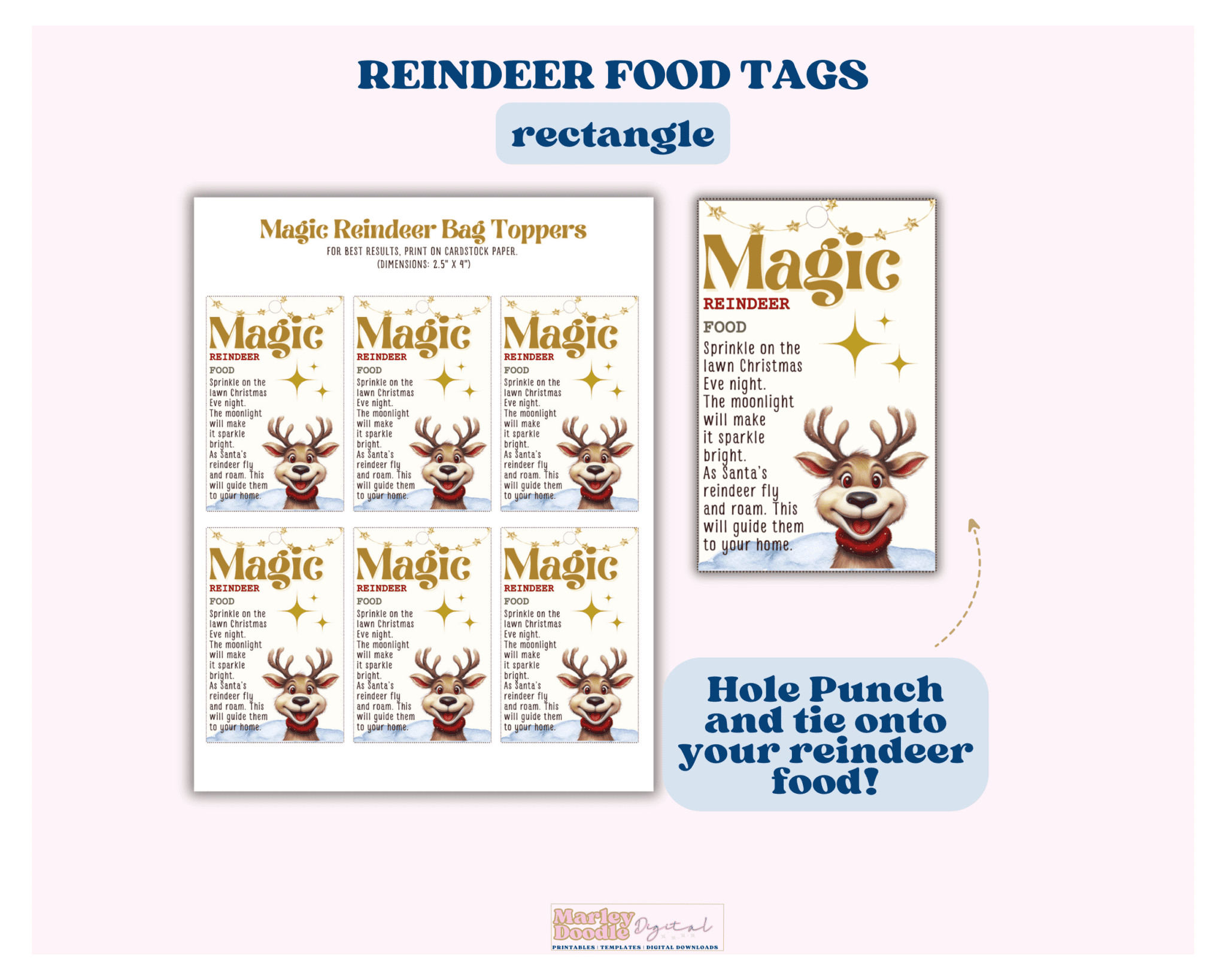 Printable Magic Reindeer Food Tags - Marley Doodle Digital