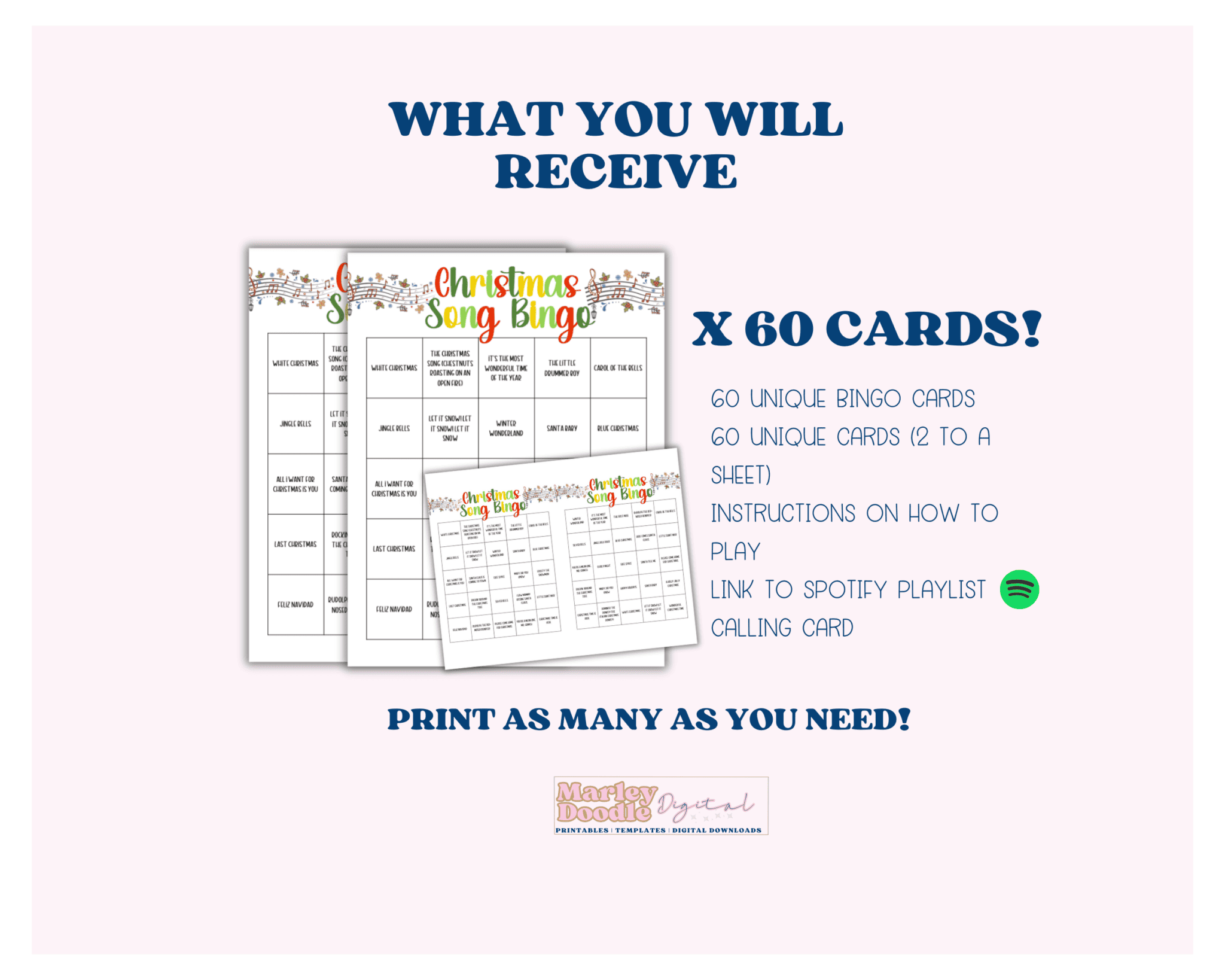 Printable Christmas Music Bingo with Free Spotify Playlist - Marley ...