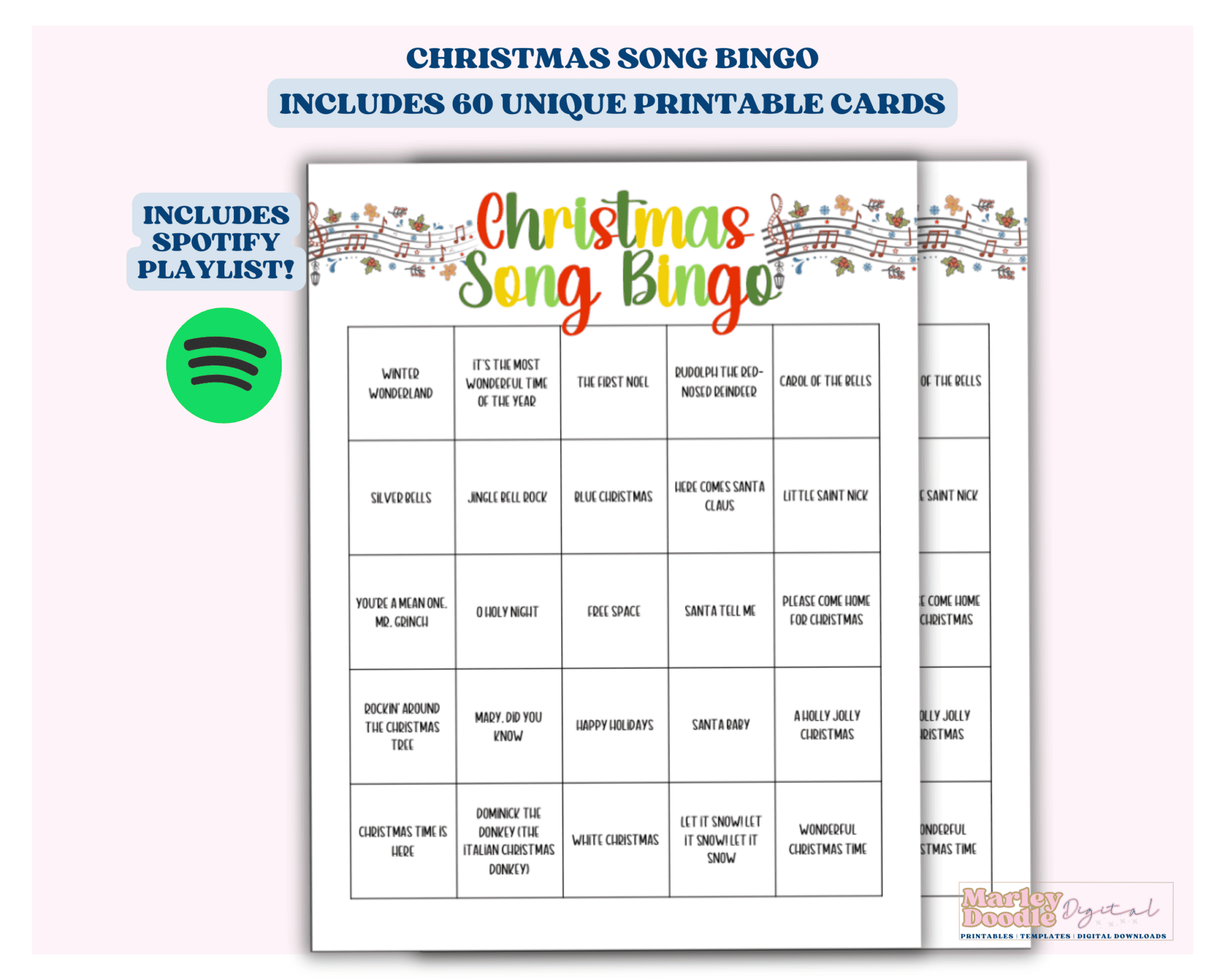 Printable Christmas Music Bingo with Free Spotify Playlist - Marley ...