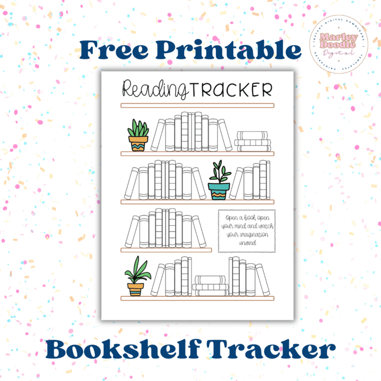 Free Printable Bookshelf Reading Tracker (50 Books!) - Marley Doodle ...
