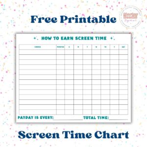 Simple Free Printable How to Earn Screen Time Chore Chart - Marley ...