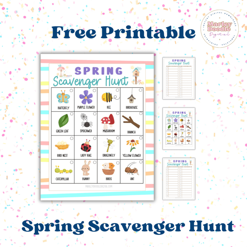4 Cute Free Printable Kids Outdoor Spring Scavenger Hunts - Marley ...