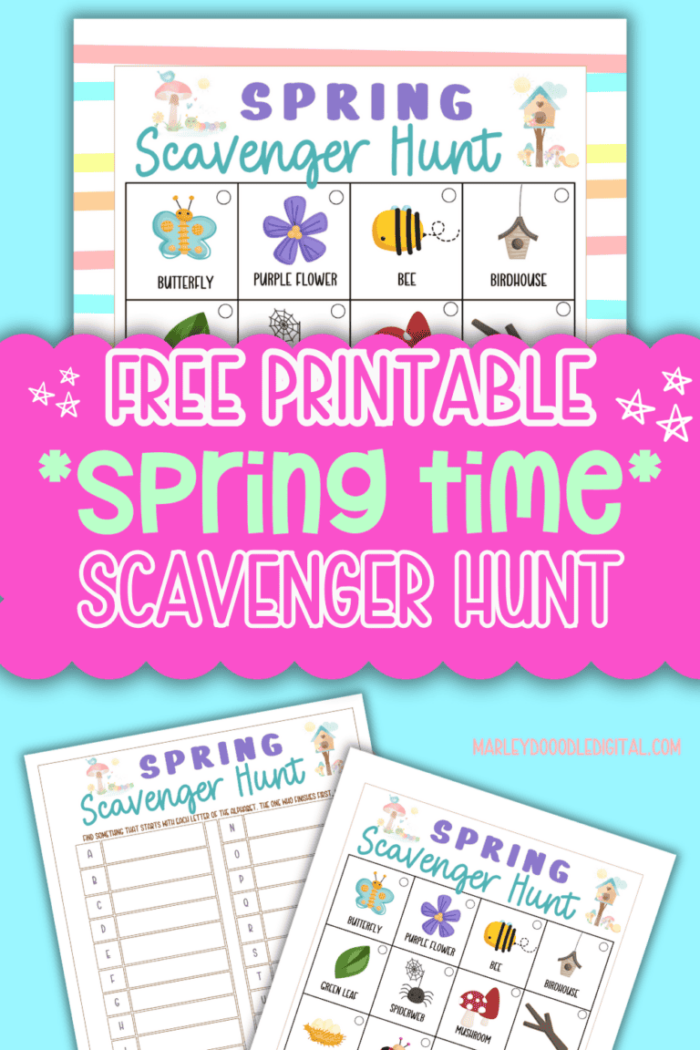 4 Cute Free Printable Kids Outdoor Spring Scavenger Hunts - Marley ...