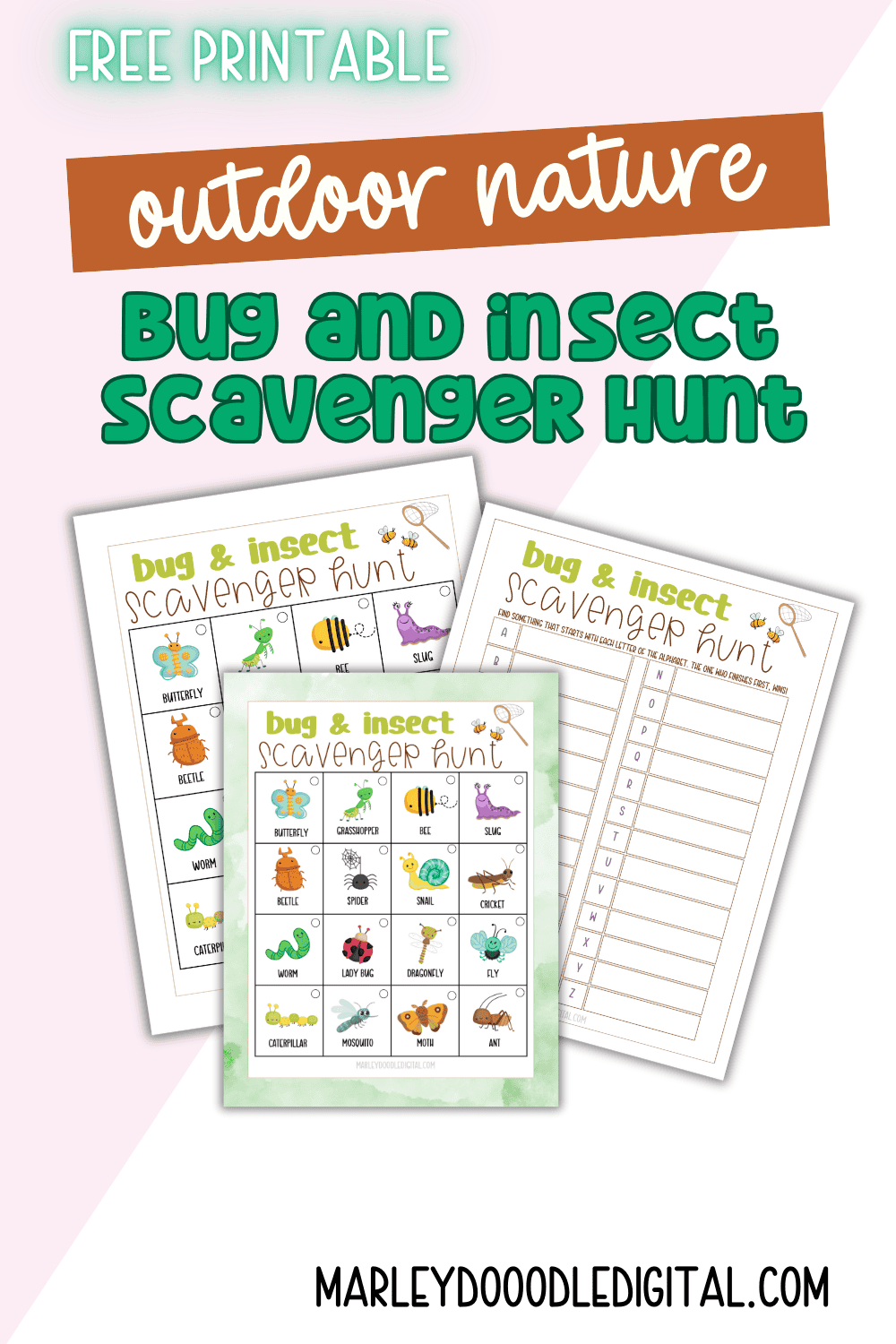 Free Printable Bug and Insect Scavenger Hunt for Kids - Marley Doodle ...