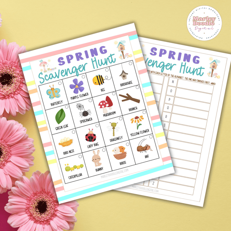 4 Cute Free Printable Kids Outdoor Spring Scavenger Hunts - Marley ...