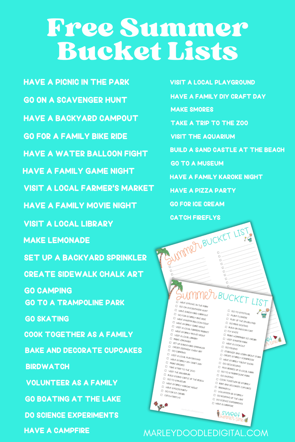 Free Printable Summer Bucket List for Kids & Families - Marley Doodle ...