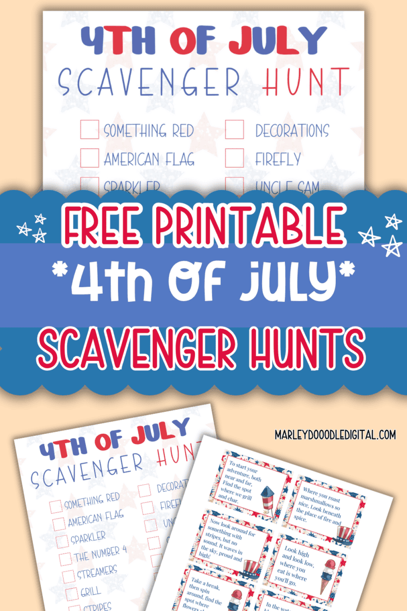 Free Printable 4th of July Kids Scavenger Hunt (2 Versions) - Marley ...