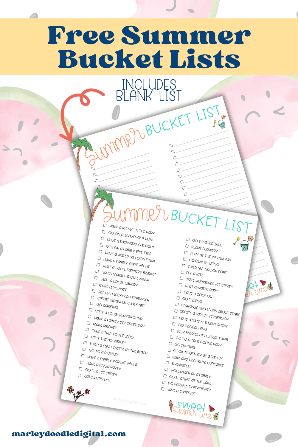 Free Printable Summer Bucket List for Kids & Families - Marley Doodle ...