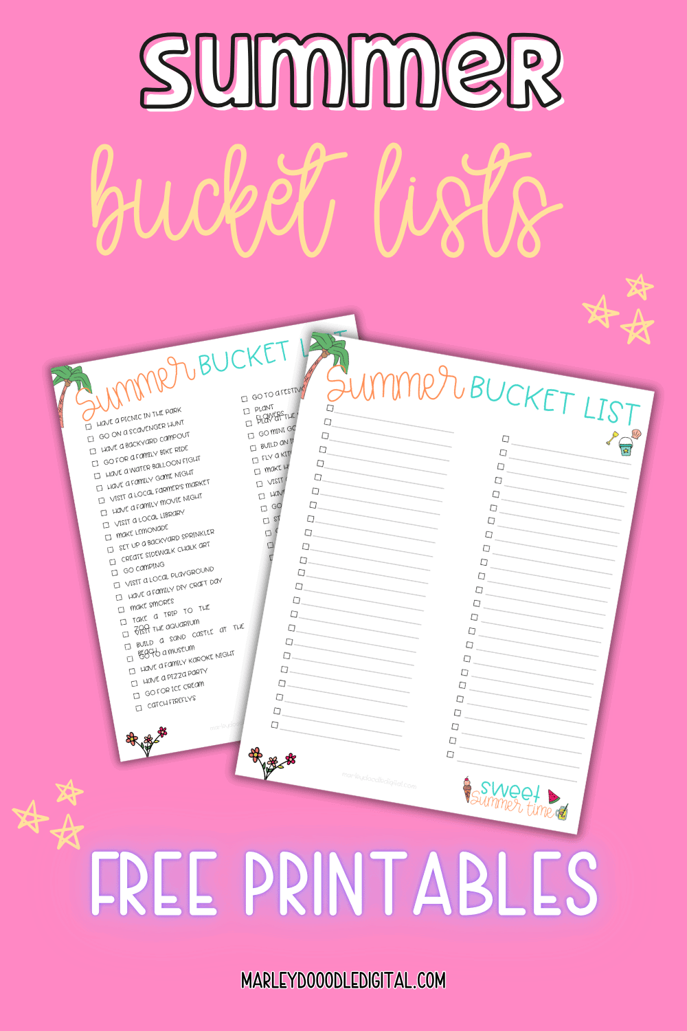 Free Printable Summer Bucket List for Kids & Families - Marley Doodle ...