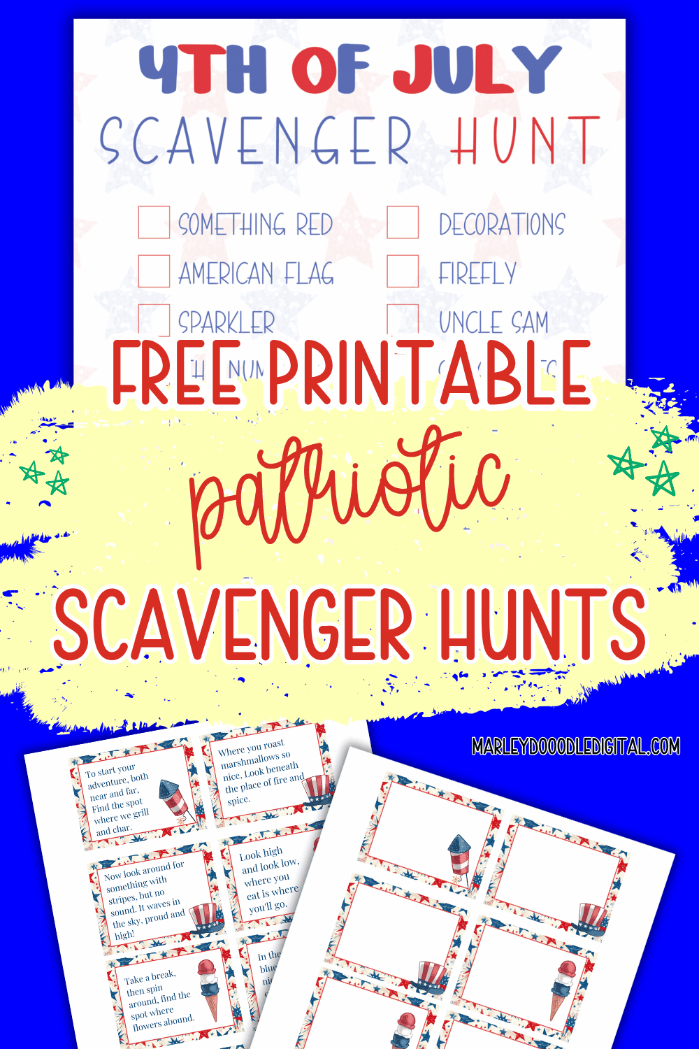 Free Printable 4th of July Kids Scavenger Hunt (2 Versions) - Marley ...