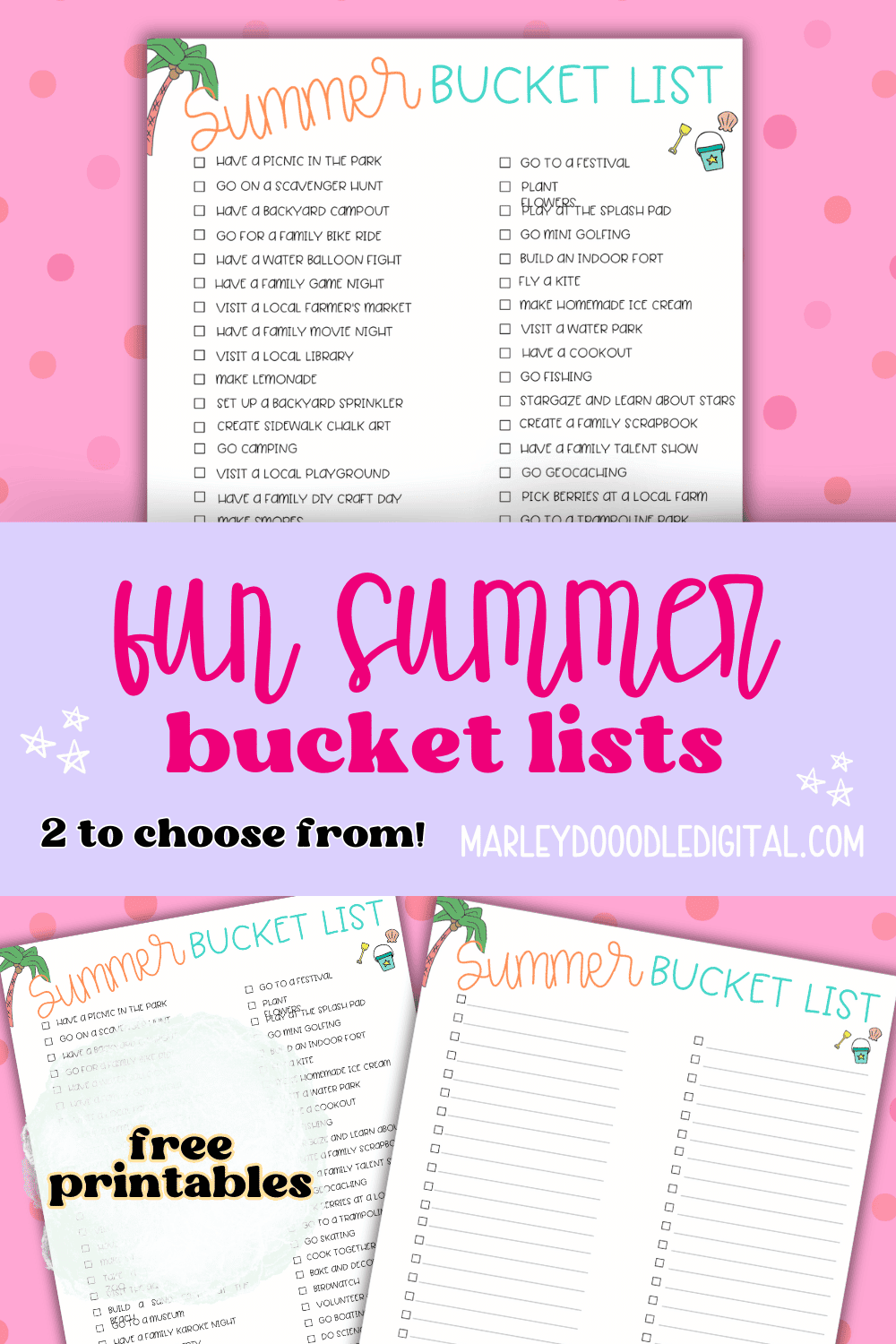 Free Printable Summer Bucket List for Kids & Families - Marley Doodle ...