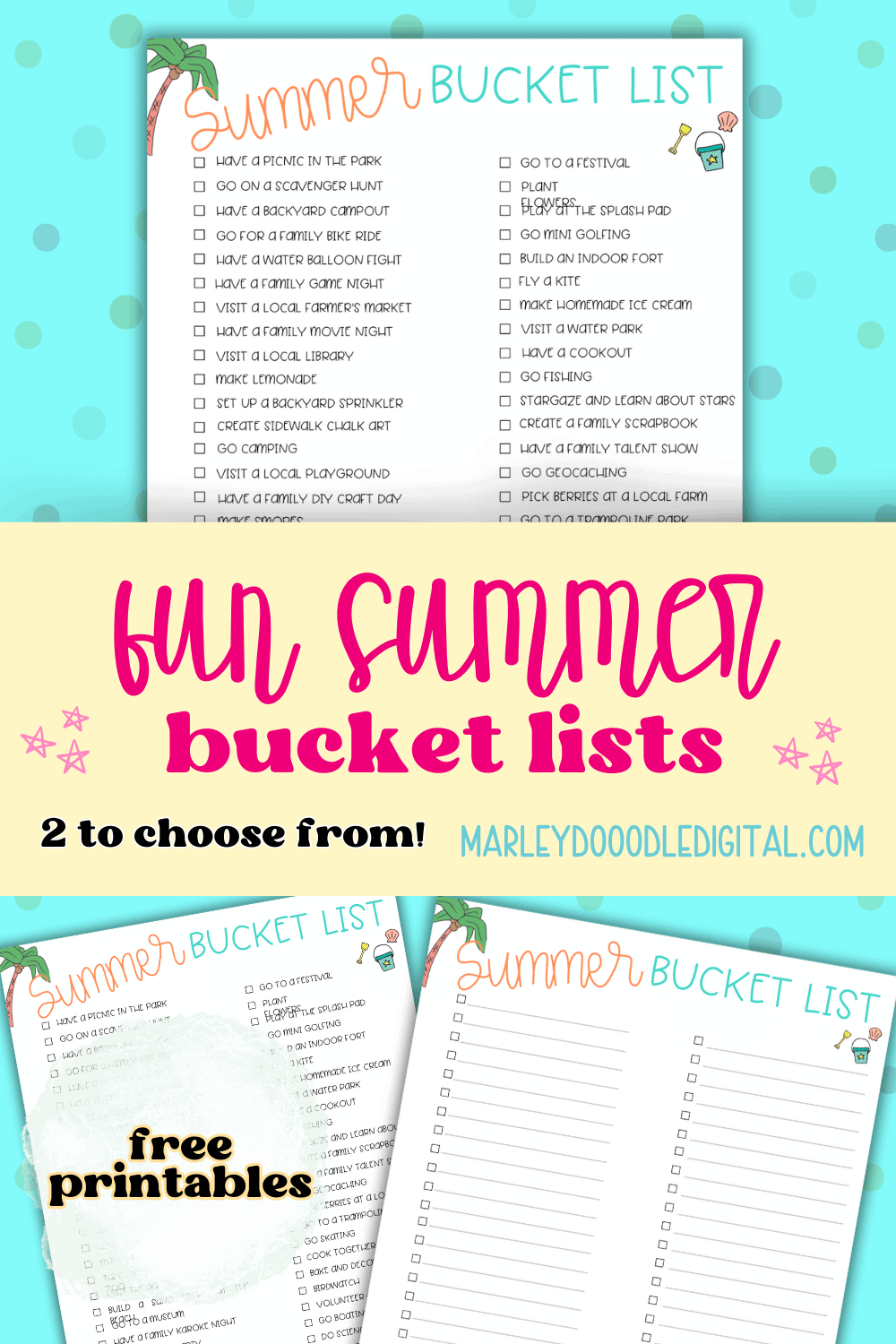 Free Printable Summer Bucket List for Kids & Families - Marley Doodle ...