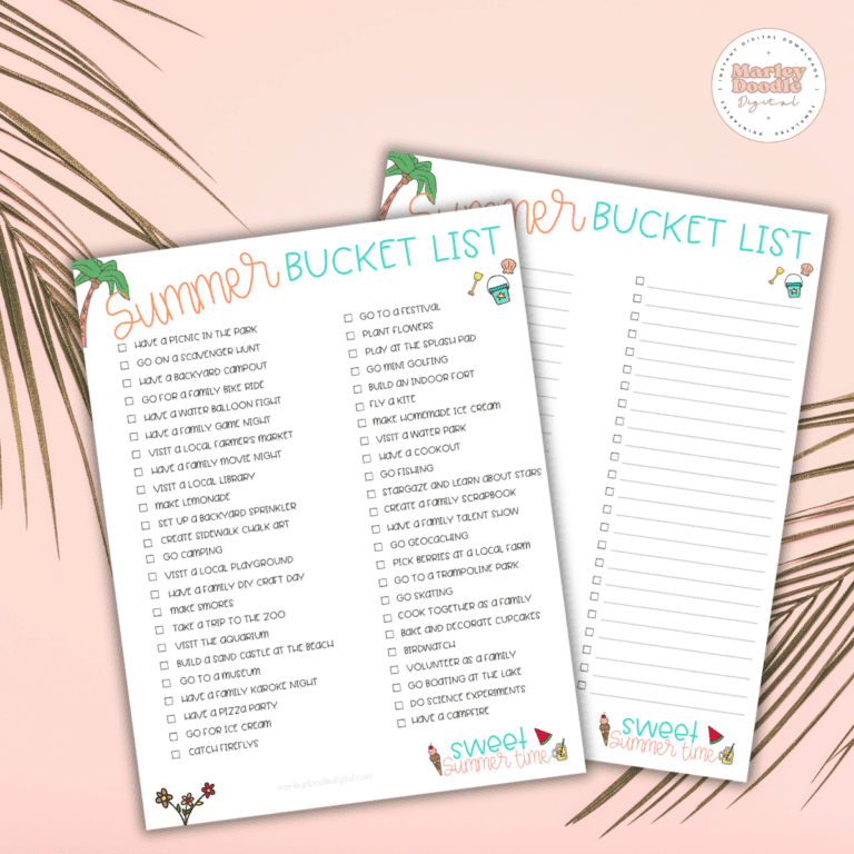 Free Printable Summer Bucket List for Kids & Families - Marley Doodle ...