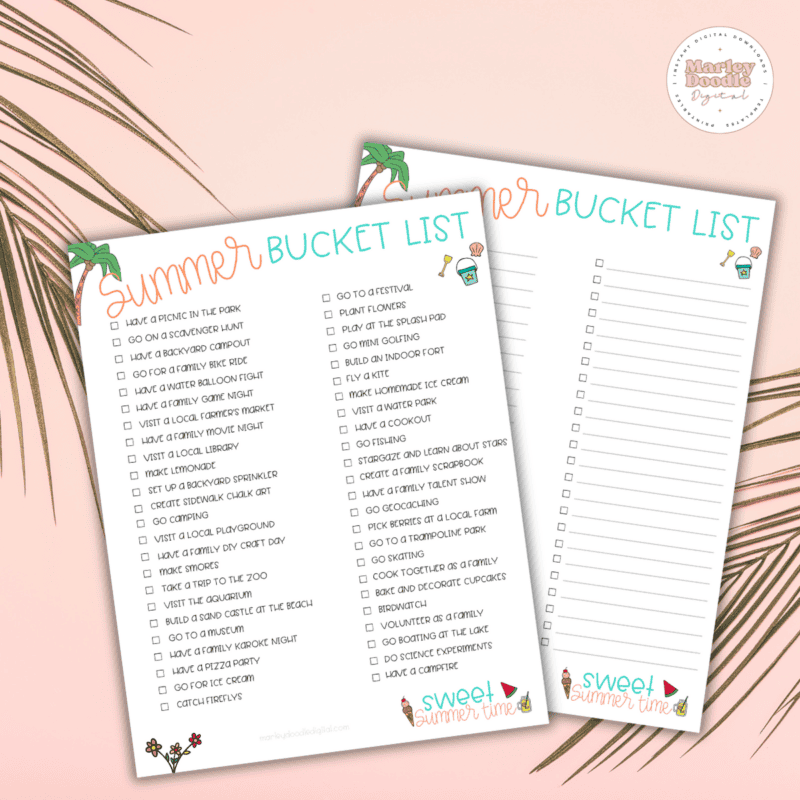 Free Printable Summer Bucket List for Kids & Families - Marley Doodle ...