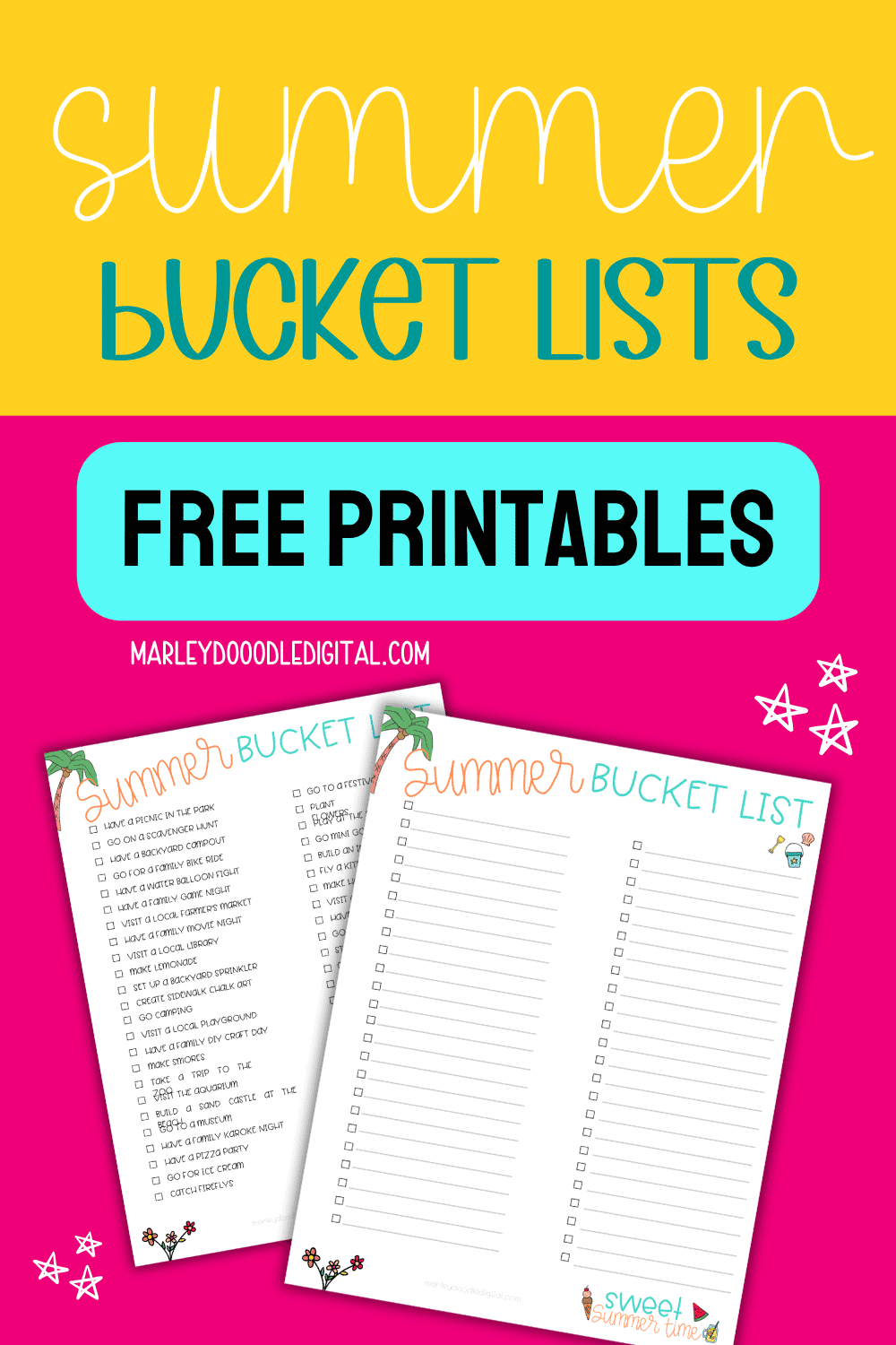 Free Printable Summer Bucket List for Kids & Families - Marley Doodle ...