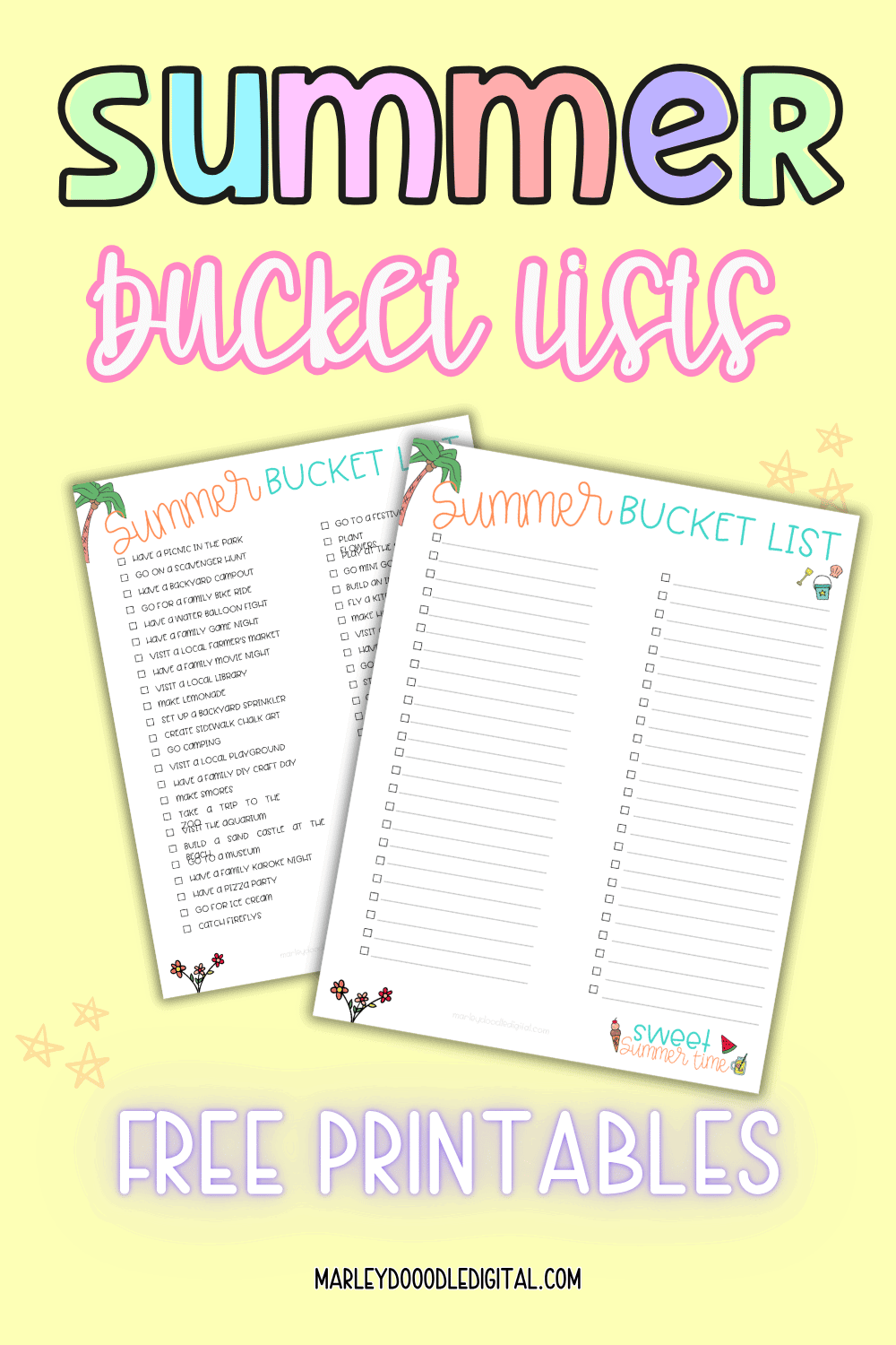 Free Printable Summer Bucket List for Kids & Families - Marley Doodle ...