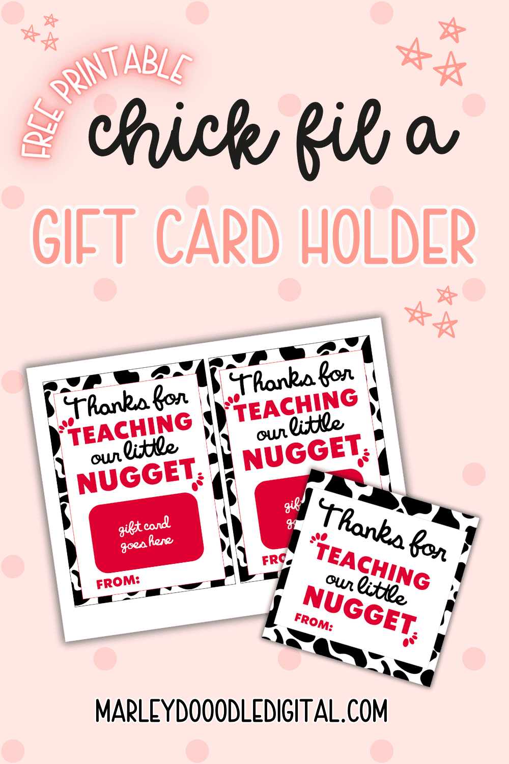 Free Printable Chick Fil A Gift Card Holder & Tags - Marley Doodle Digital