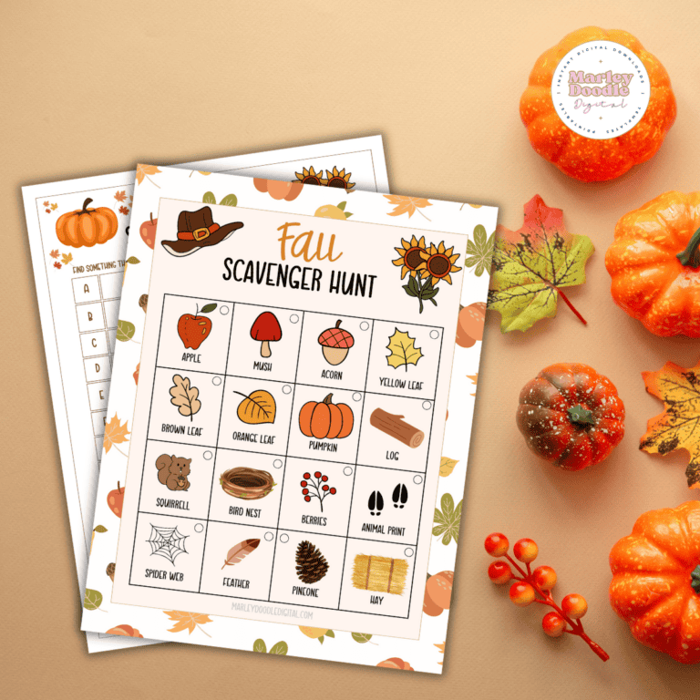 Free Super Fun Fall Scavenger Hunt Printable (2 Versions!) - Marley ...
