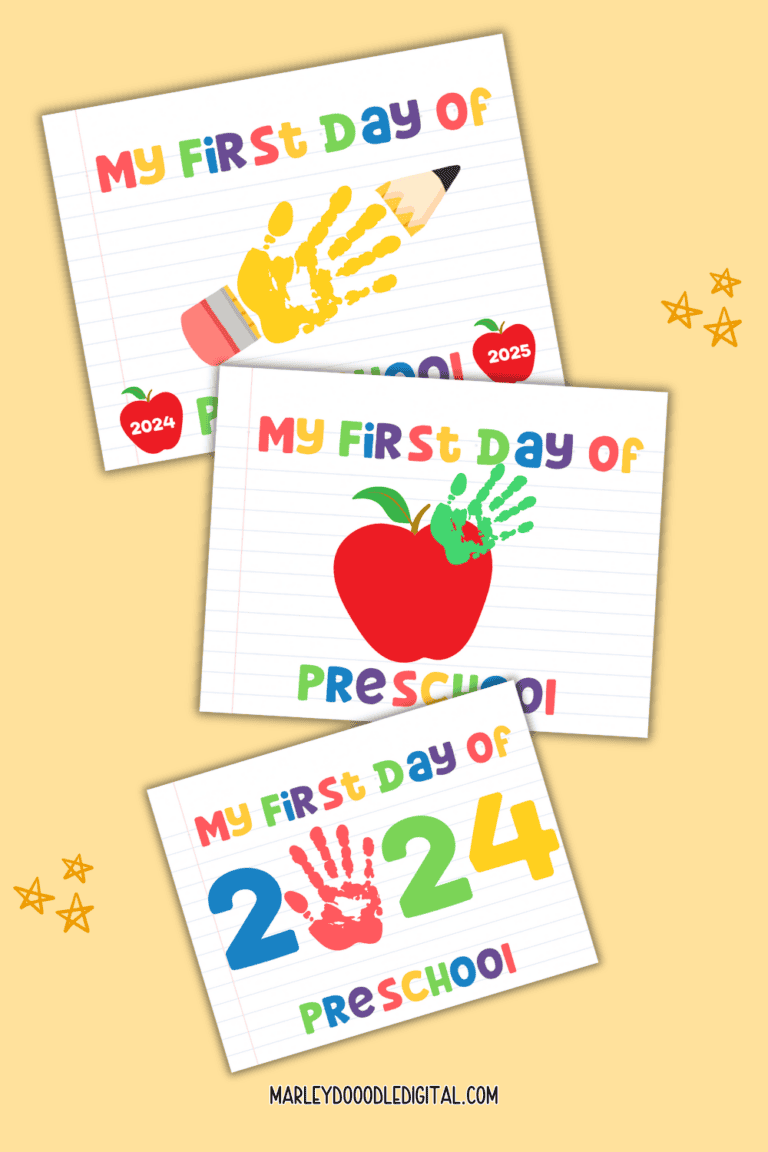 3 Free First Day of School Handprint Art Activity Printables - Marley ...