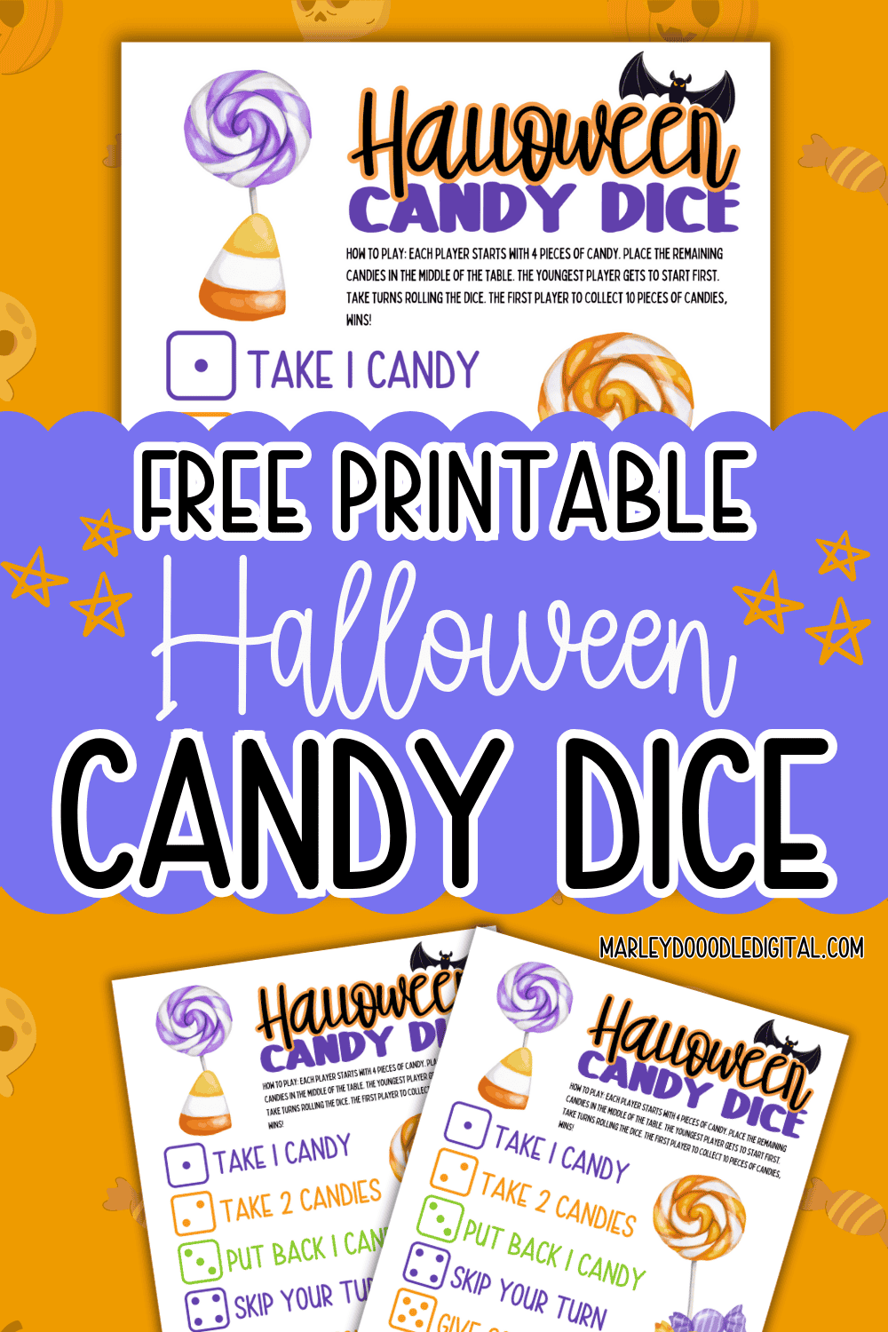 Halloween Candy Dice (Free Printable) - Marley Doodle Digital