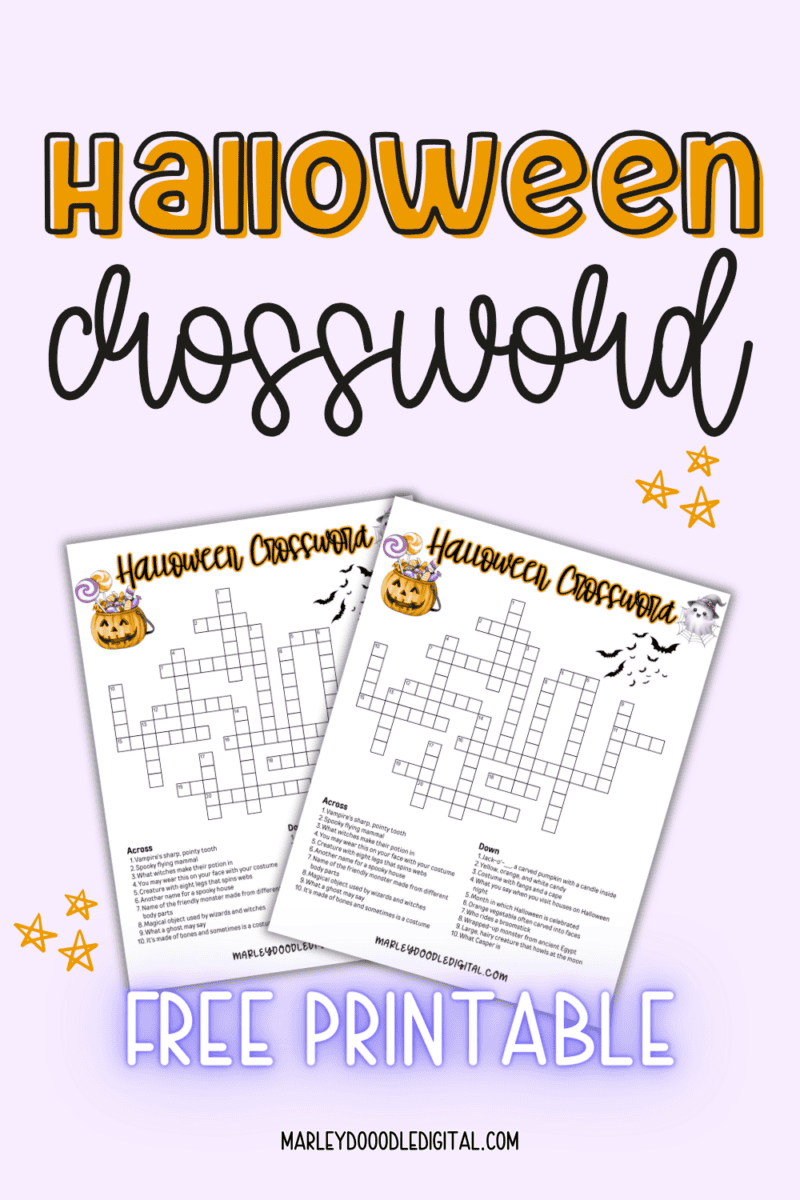 Cute Halloween Crossword Puzzle for Kids (Free Printable) - Marley ...