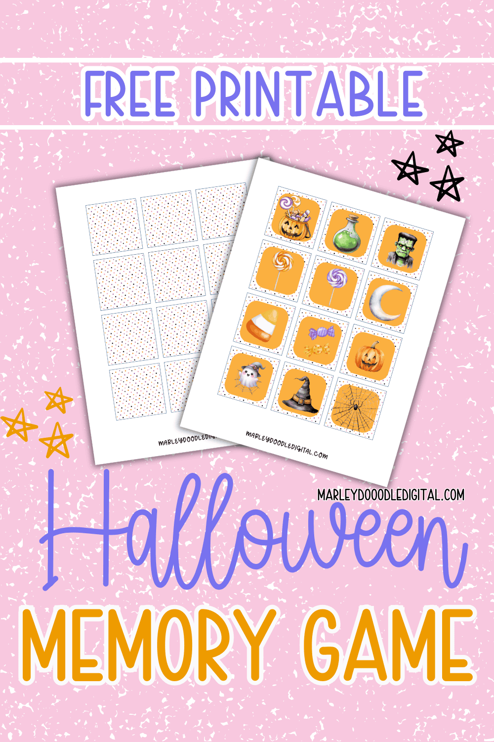 Free Printable Halloween Memory Matching Game for Kids - Marley Doodle ...