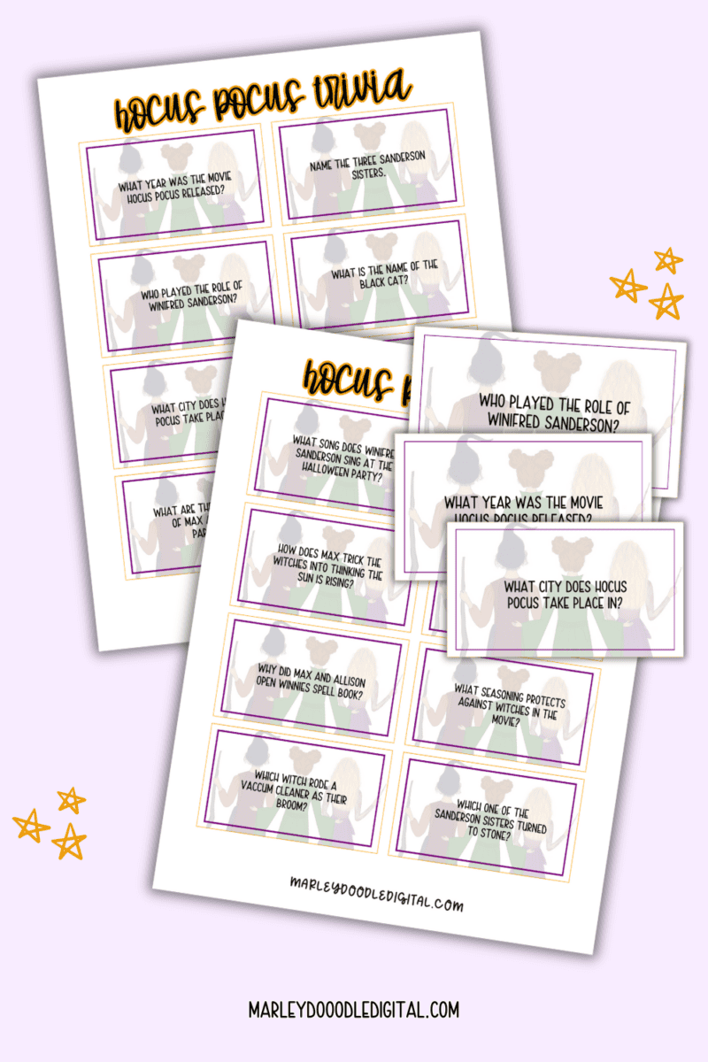 Free Printable Hocus Pocus Trivia Questions (and answers!) - Marley ...