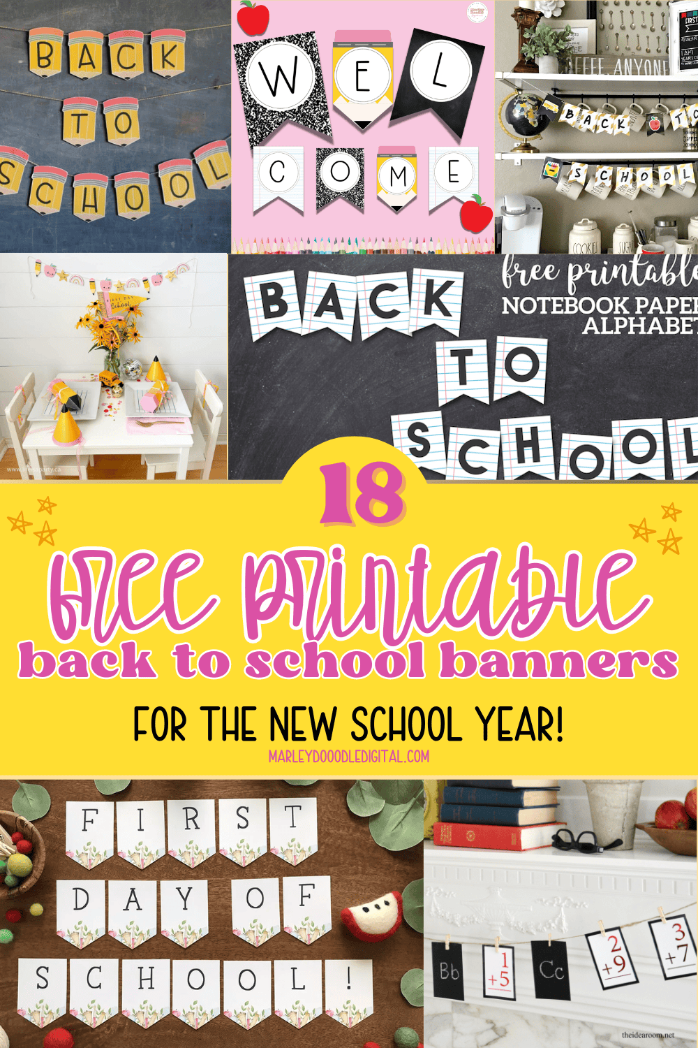 18 Totally Free Printable Back to School Banners - Marley Doodle Digital