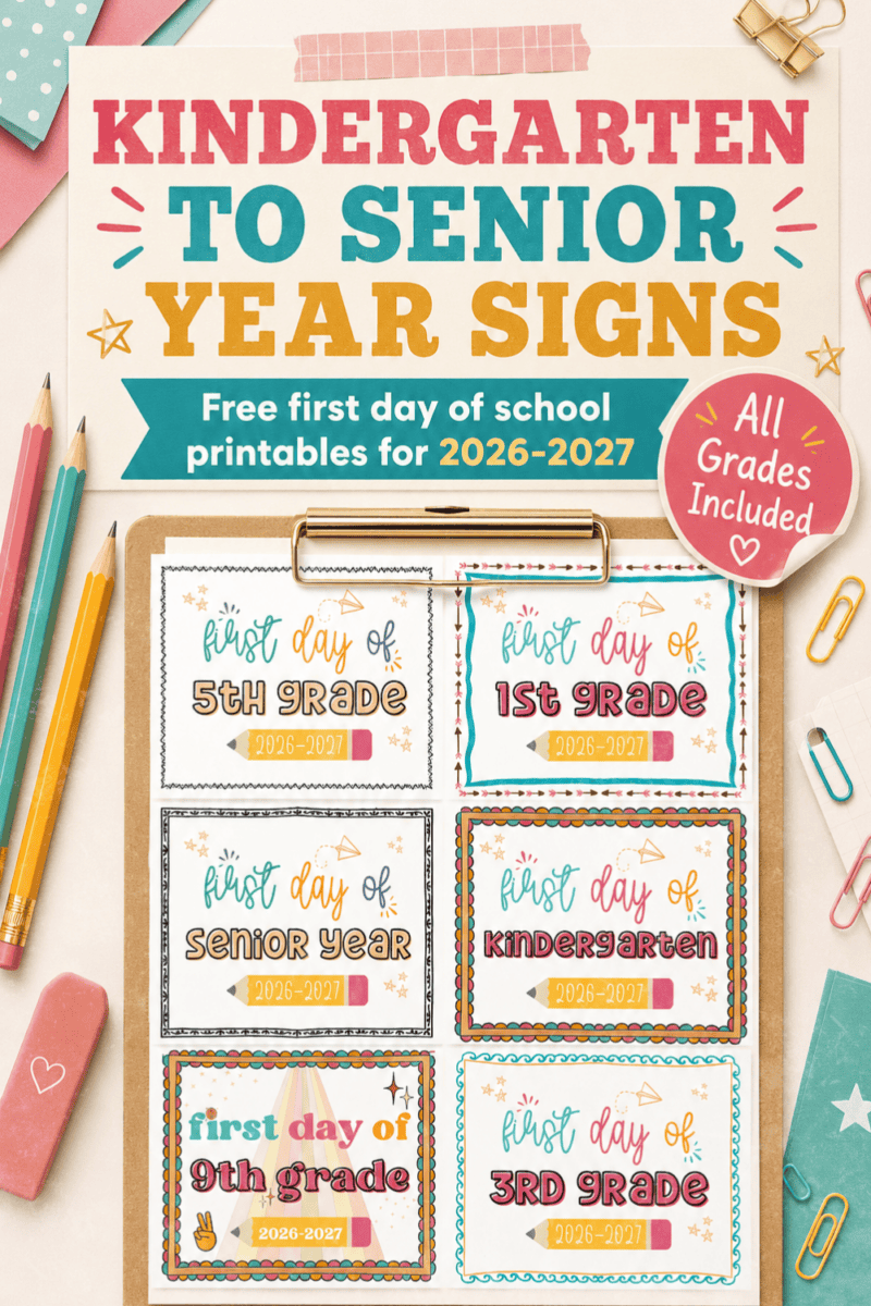 Free Printable First Day of School Signs for 2026-2027 (Plus Last Day ...