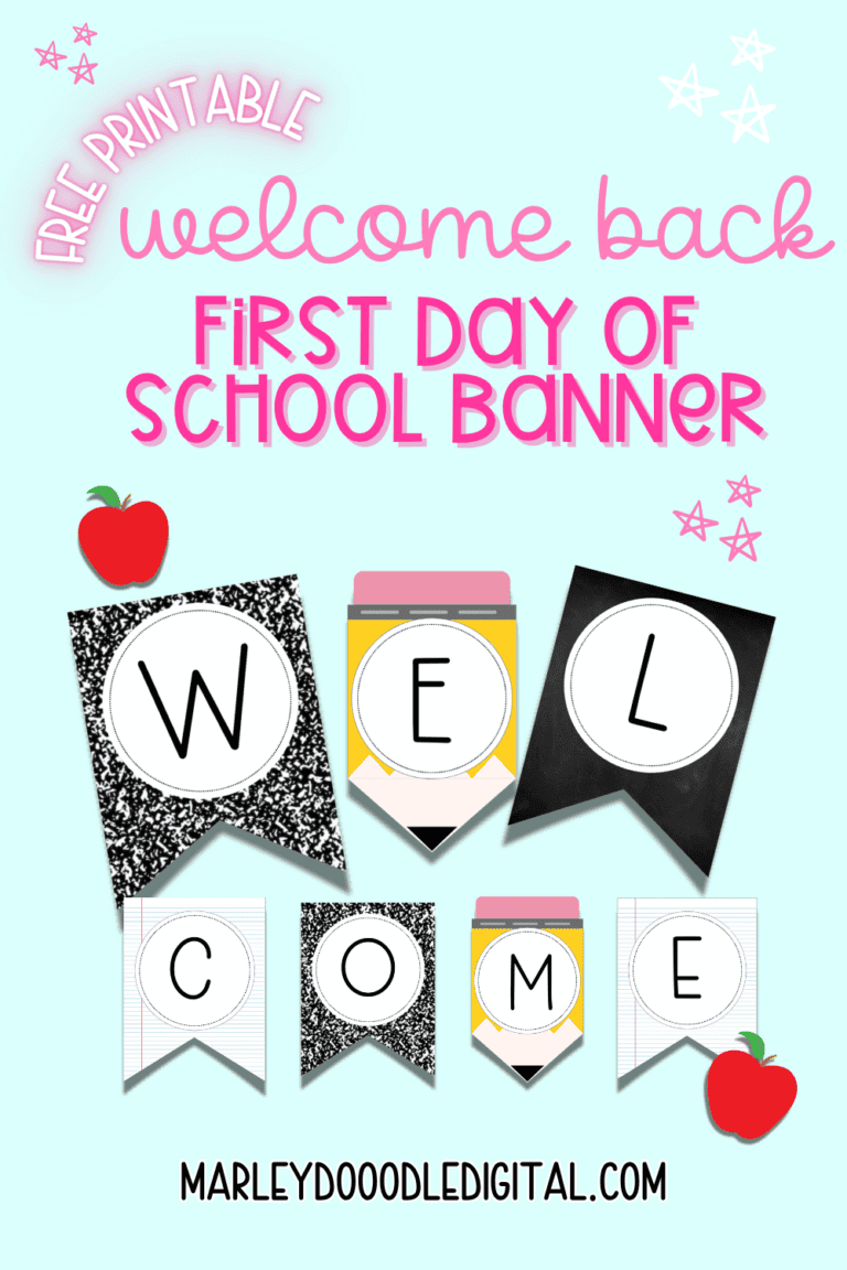 Printable Welcome Back to School Banner (Free!) - Marley Doodle Digital