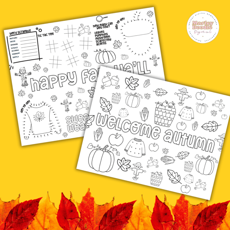 Fall Activity Placemat (Free Kids Printable!) - Marley Doodle Digital