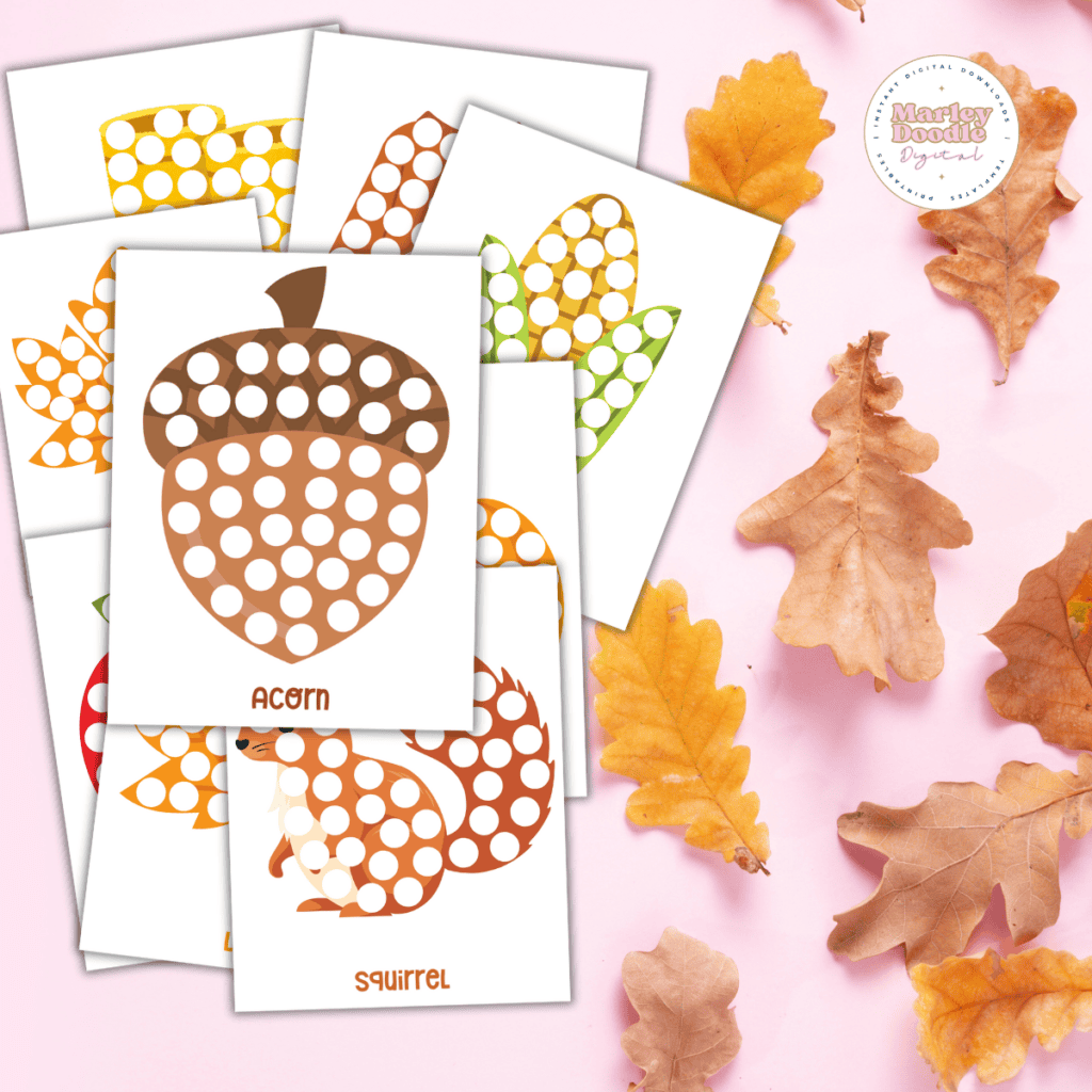 11 Cute and Free Fall Do-A-Dot Printables for Kids - Marley Doodle Digital