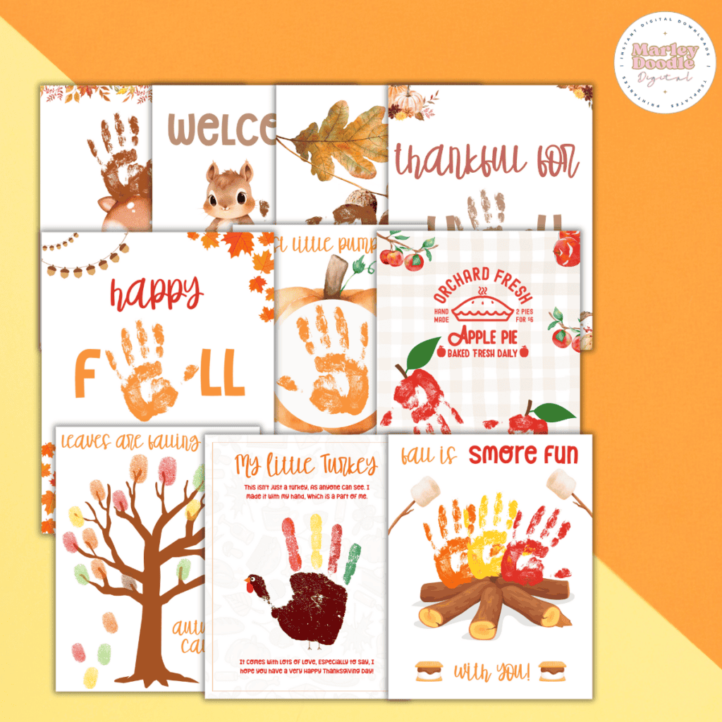 10 Free Printable Fun Fall Handprint Crafts for Kids - Marley Doodle ...