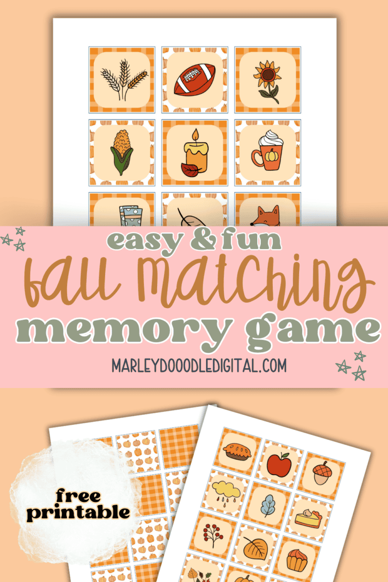 Fall Memory Matching Game - Free Printable 24 Cards! - Marley Doodle ...