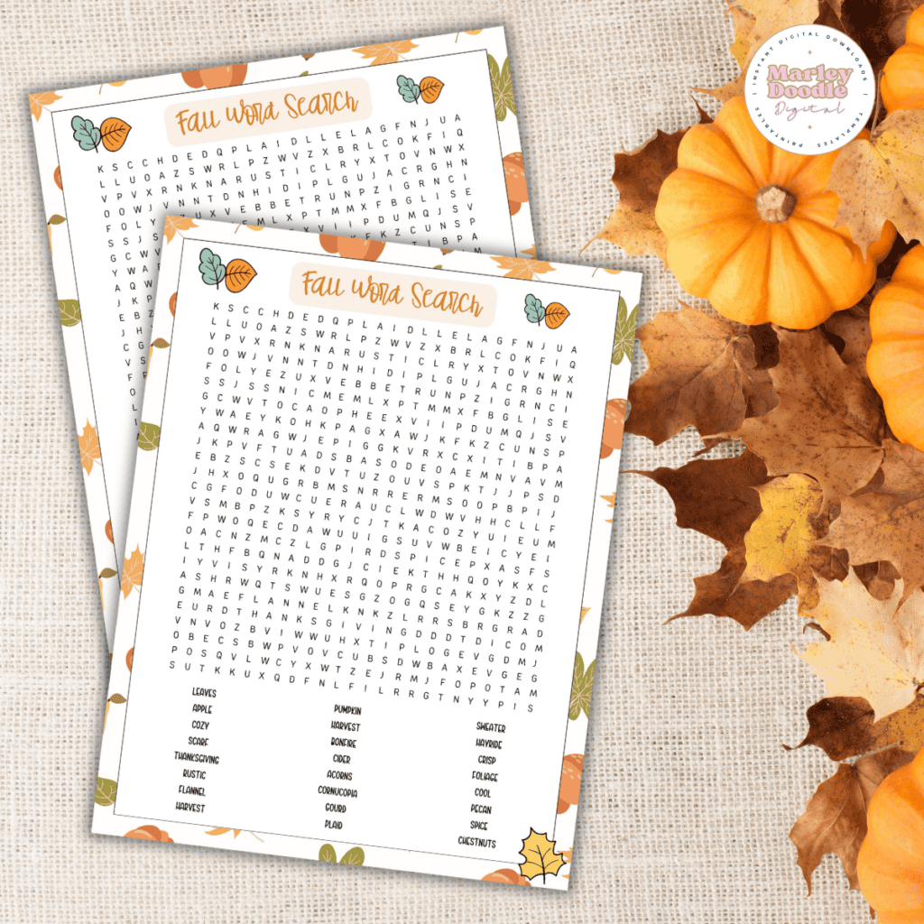 Fun Fall Bingo Game (Free Printable with 60 Cards) - Marley Doodle Digital