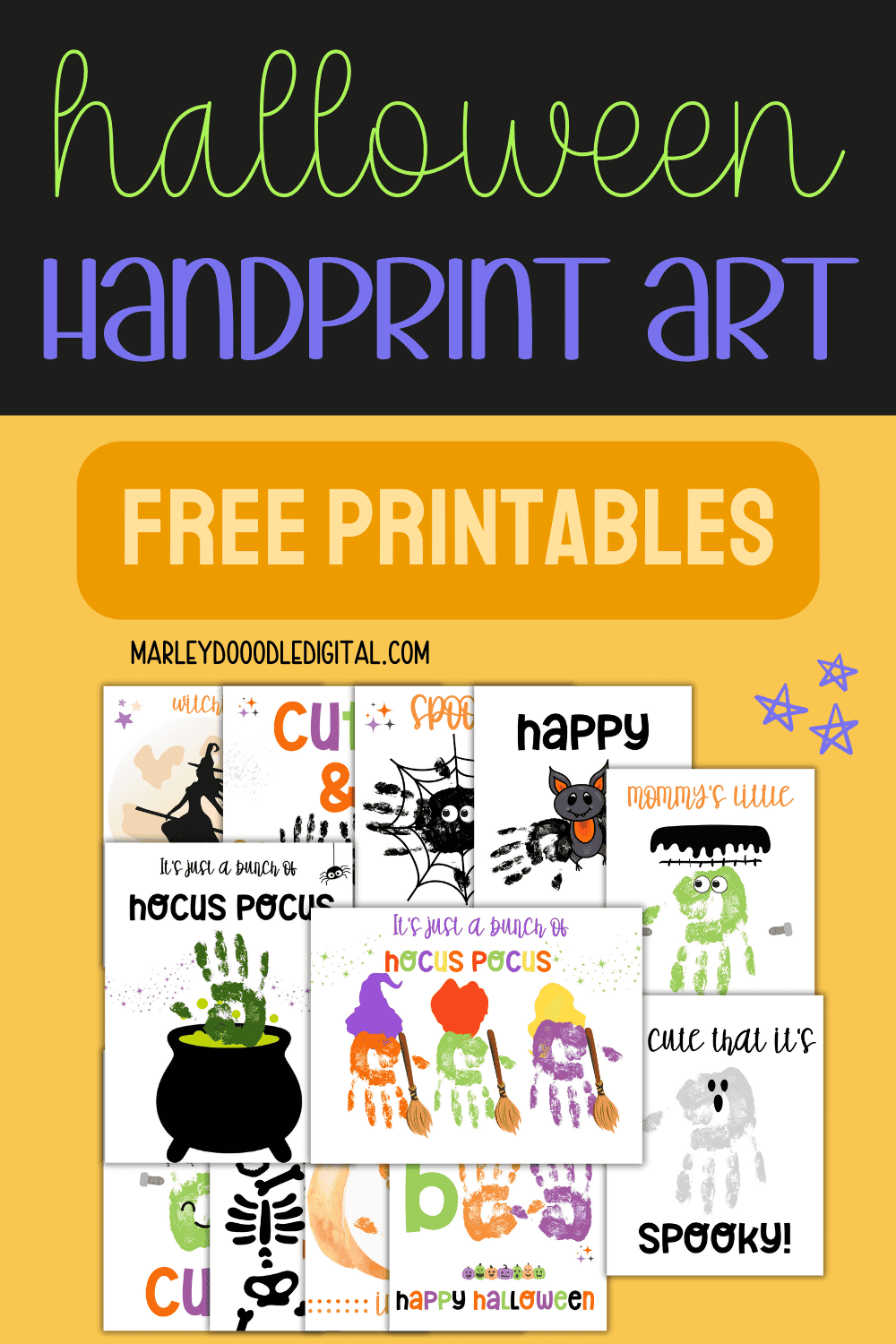 12 Easy Cute and Free Halloween Handprint Art Crafts - Marley Doodle ...
