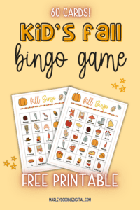 Fun Fall Bingo Game (Free Printable with 60 Cards) - Marley Doodle Digital