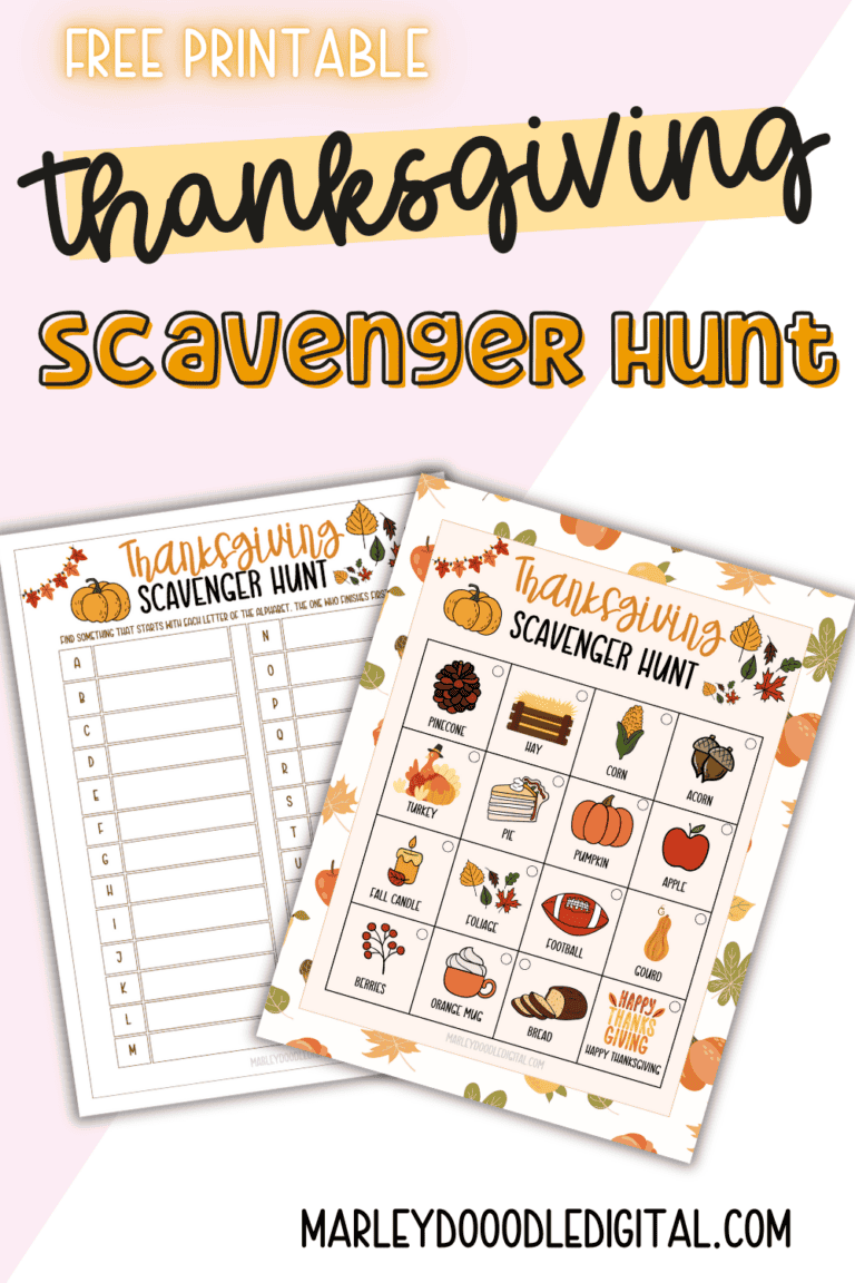 2 Fun and Free Thanksgiving Scavenger Hunt Printables - Marley Doodle ...