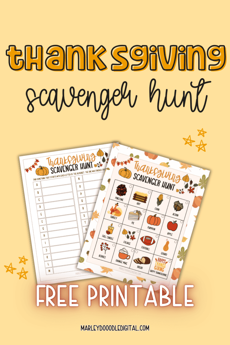 2 Fun and Free Thanksgiving Scavenger Hunt Printables - Marley Doodle ...