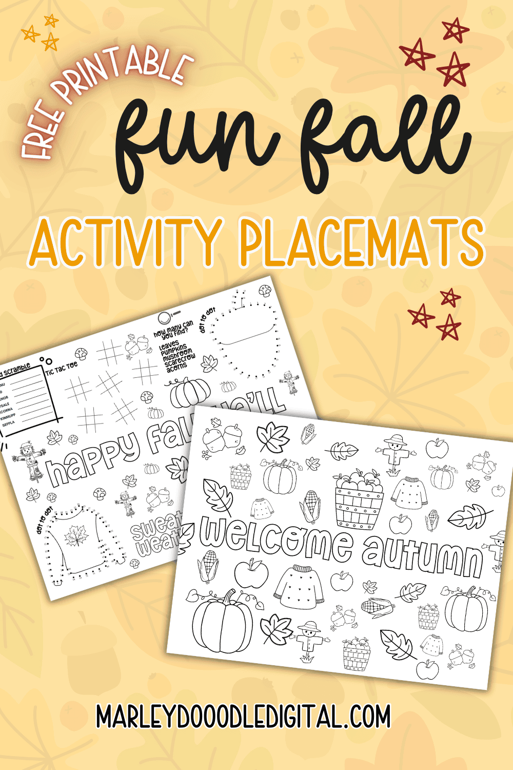 Fall Activity Placemat (Free Kids Printable!) - Marley Doodle Digital