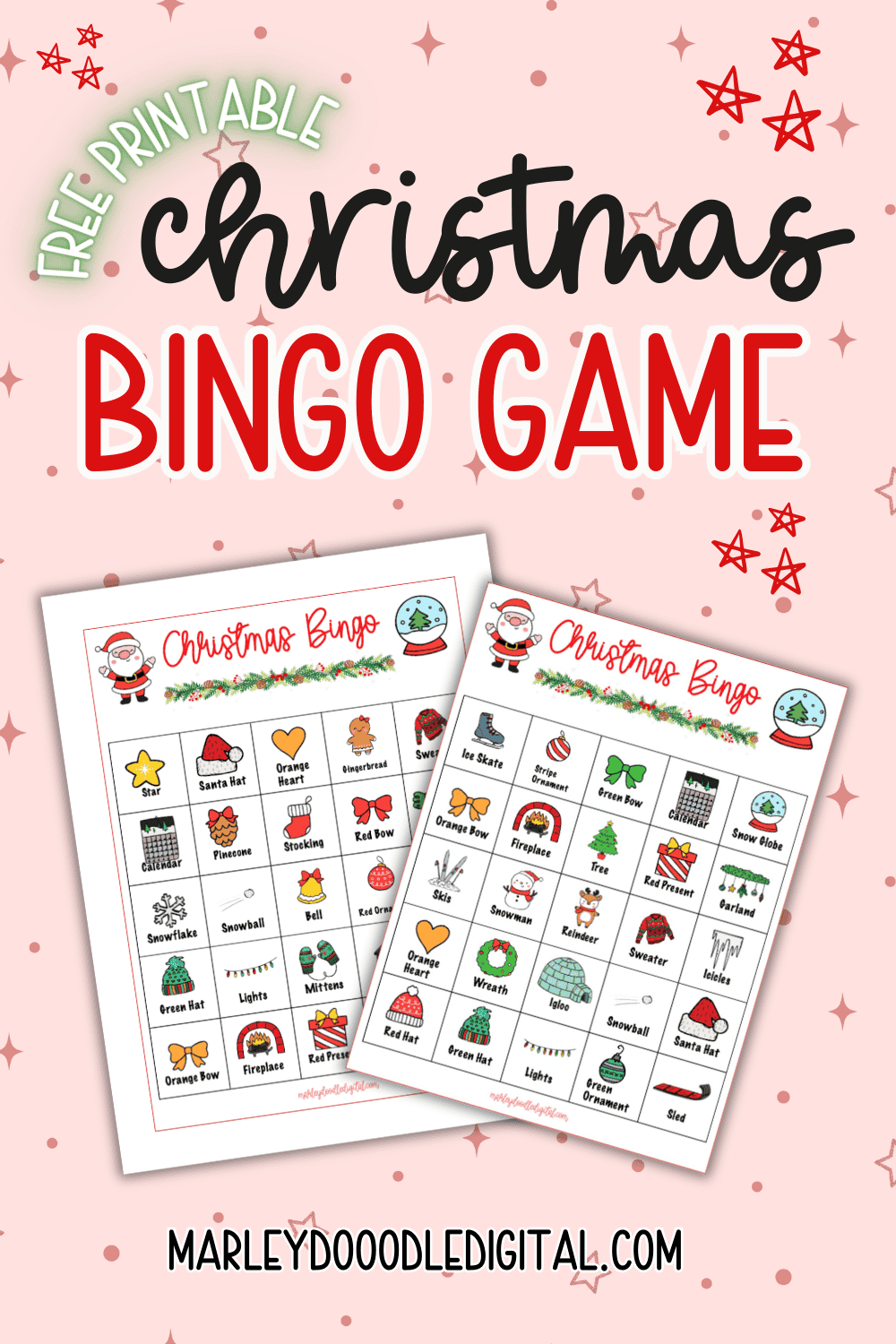Free Printable Christmas Bingo Game with 60 Unique Cards! - Marley ...
