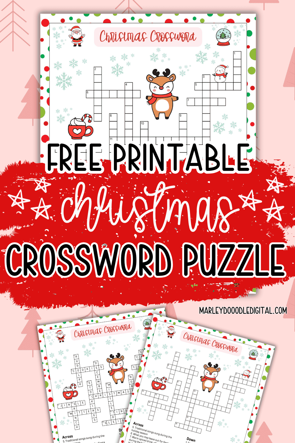 Festive Christmas Crossword Puzzle Printable (Free!) - Marley Doodle ...