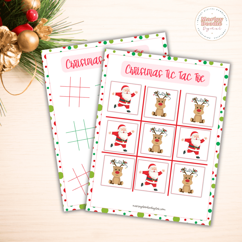 Free Printable Kids Christmas Tic Tac Toe Game (2 Versions!) - Marley ...