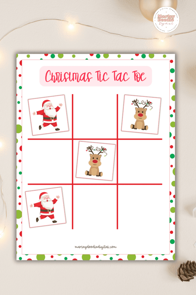 Free Printable Kids Christmas Tic Tac Toe Game (2 Versions!) - Marley ...