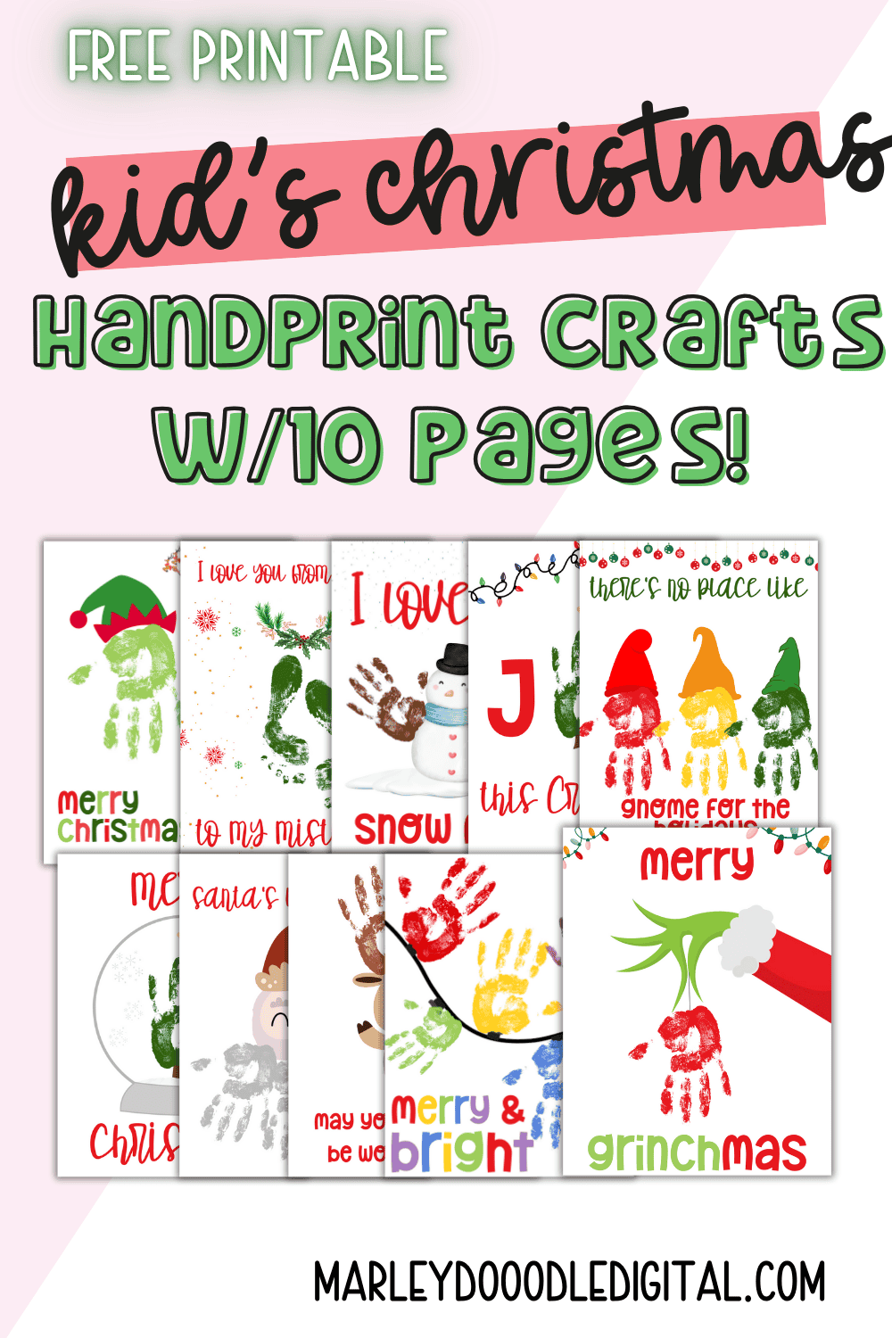 10 Cutest Kids Christmas Handprint Art Printables (Free) - Marley ...