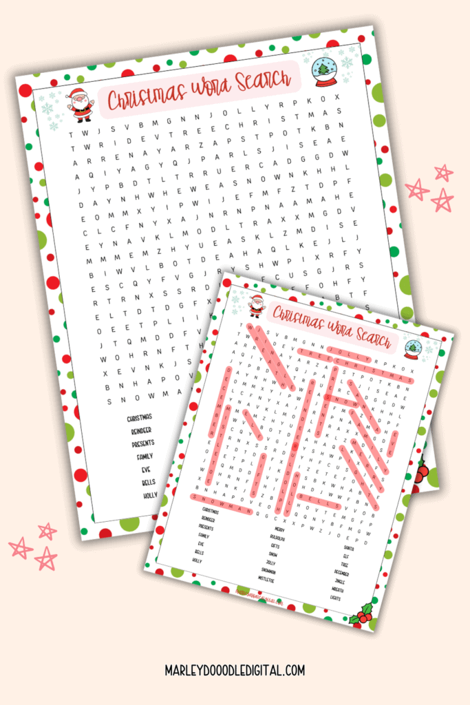 Fun Christmas Word Search Puzzle for Kids (Free Printable) - Marley ...