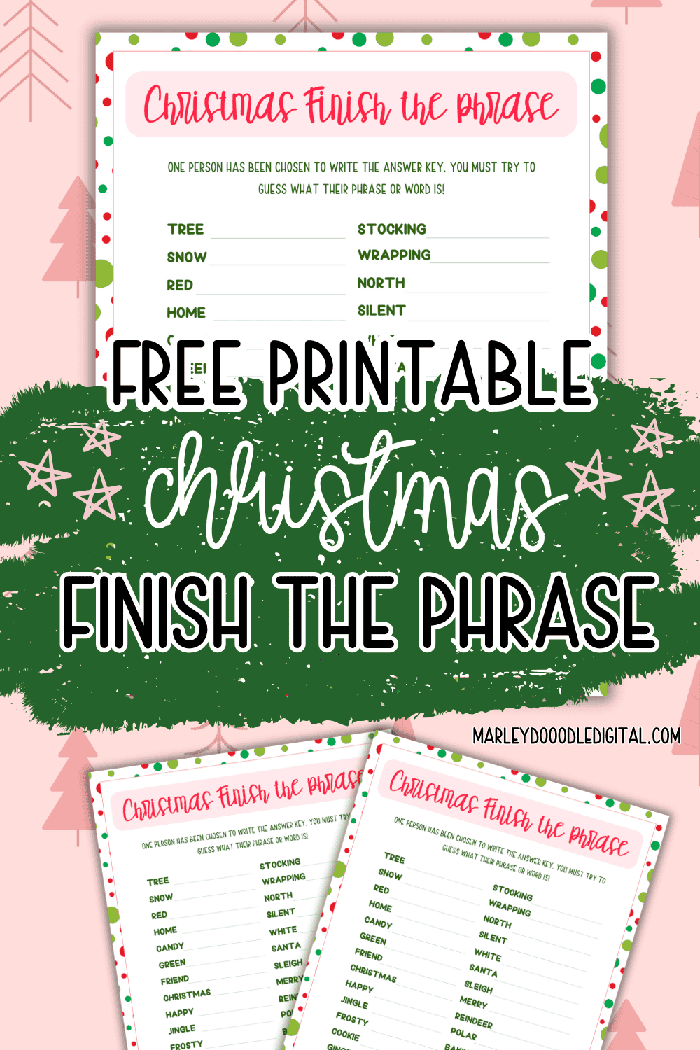 Fun Christmas Finish the Phrase Game (Free Printable!) - Marley Doodle ...