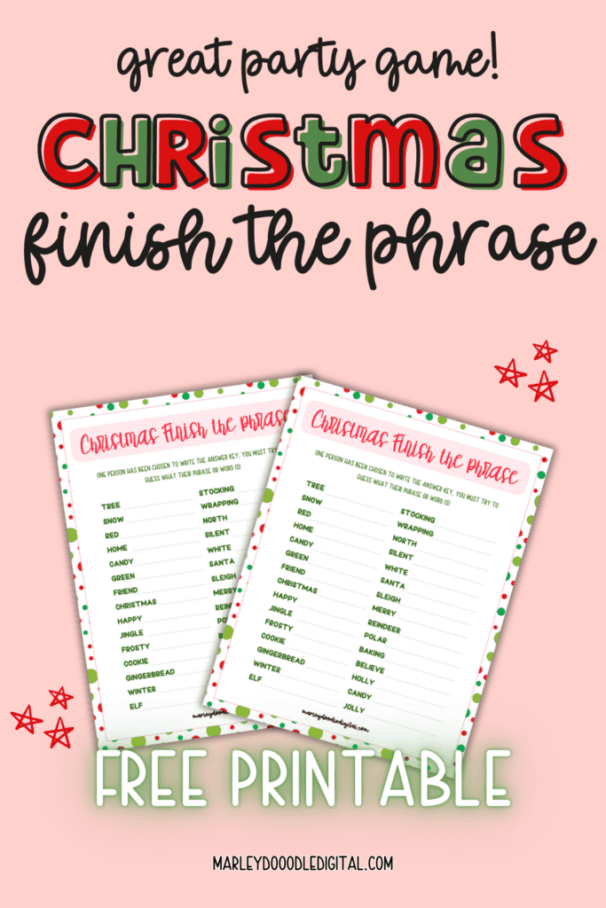 Fun Christmas Finish the Phrase Game (Free Printable!) - Marley Doodle ...