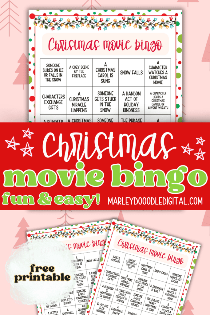 Fun & Free Christmas Printable Movie Bingo Cards - Marley Doodle Digital